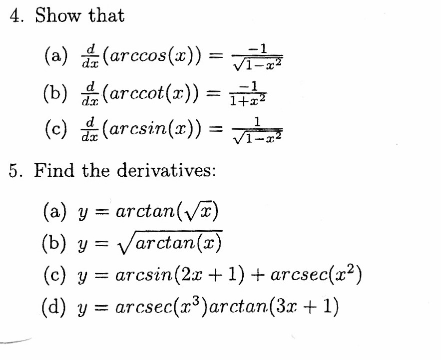 Solved Show That a D dx arccos x 1 Squareroot 1 Chegg