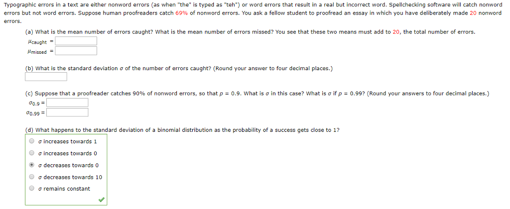 Solved Typographic errors in a text are either nonword | Chegg.com