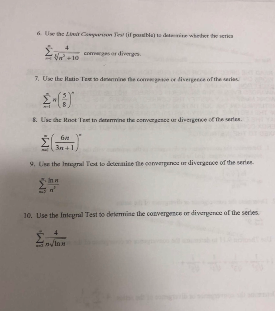 Solved 6 Use The Limit Comparison Test If Possible To