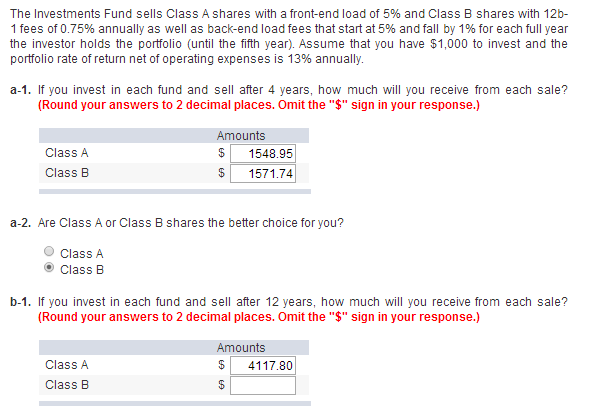 Solved how to find the amound for Class B for part b-1 | Chegg.com