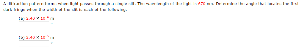 Solved A diffraction pattern forms when light passes through | Chegg.com