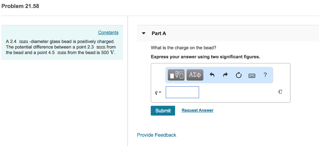 Solved Problem 21.58 Constants Part A A 2.4 mm -diameter | Chegg.com