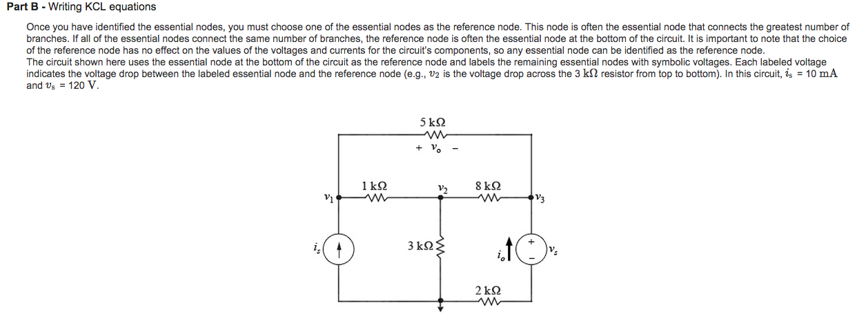 Part B Writing Kcl Equations Once You Have Identified 