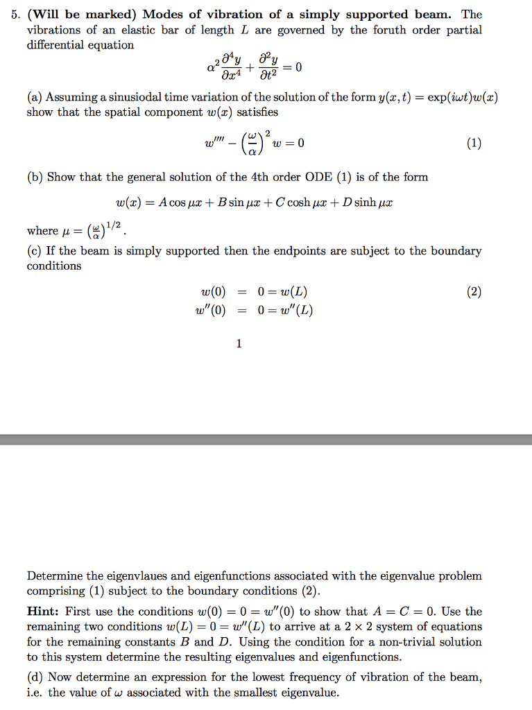 Solved 5. (Will be marked) Modes of vibration of a simply | Chegg.com
