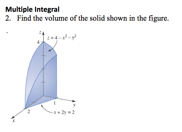 Solved Multiple Integral Find the volume of the solid shown | Chegg.com