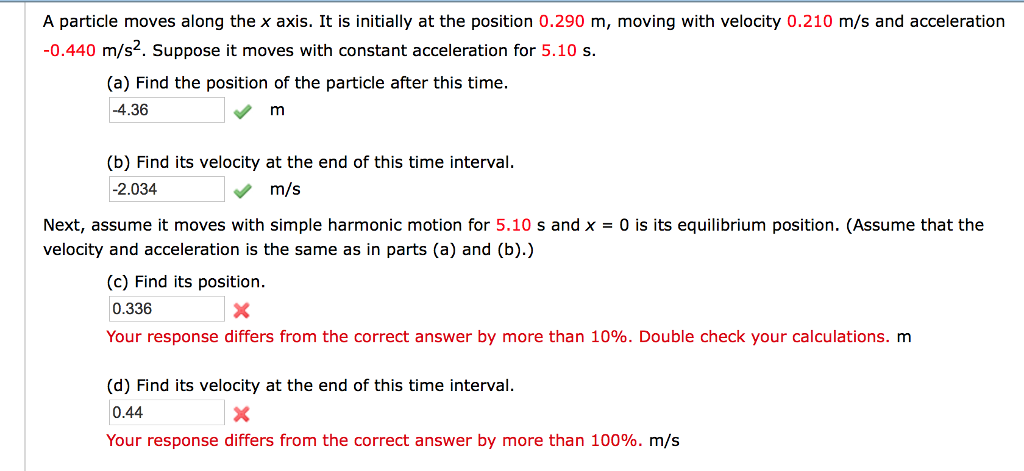 Solved A particle moves along the x axis. It is initially at | Chegg.com