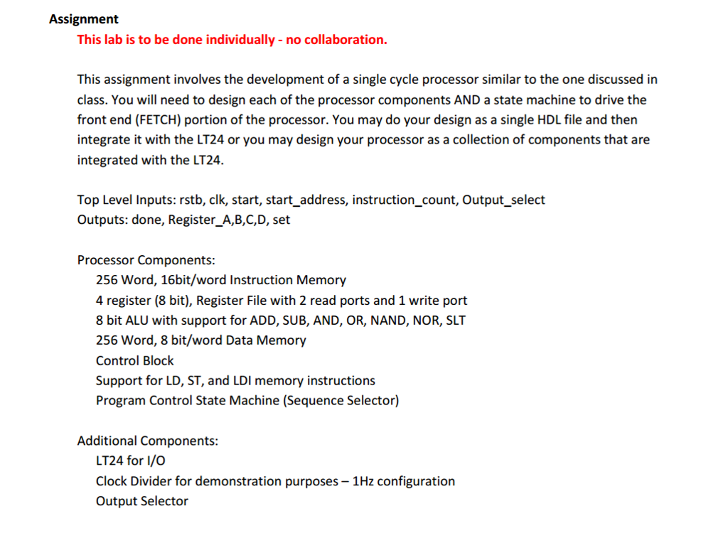 Solved Assignment This lab is to be done individually no | Chegg.com