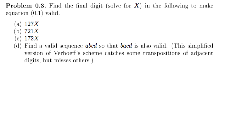 Solved 0.3. Verhoeff's Scheme. A simplified version of | Chegg.com