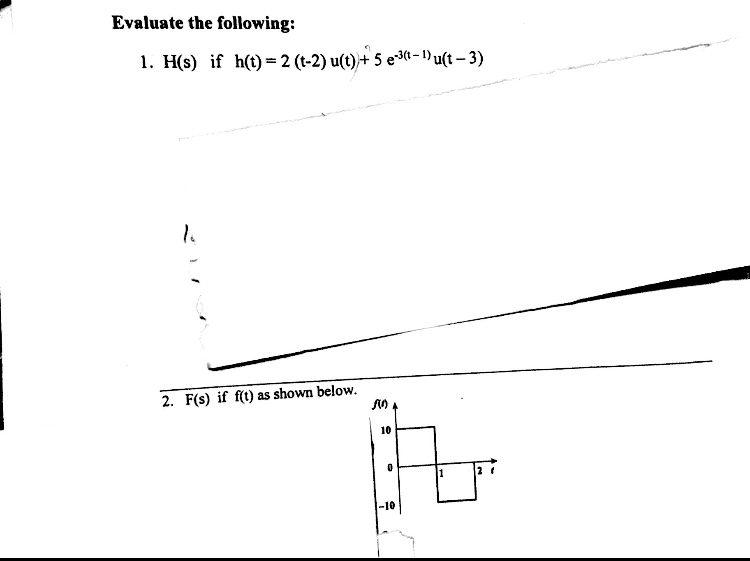 Solved Evaluate the following: 1. H(s) if h()-2(t-2) | Chegg.com