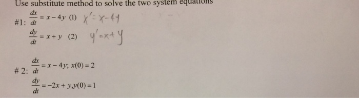 Solved Use substitute method to solve the two system | Chegg.com