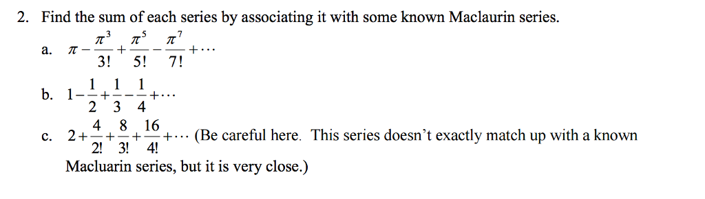Solved Find the sum of each series by associating it with | Chegg.com