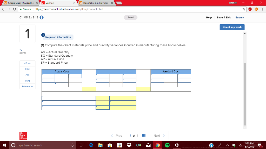 Solved e Chegg Study | Guided Sc × ? Connect xC Hospitable | Chegg.com