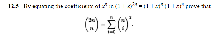 Solved 12.5 By equating the coefficients of xn in ( 1 + | Chegg.com