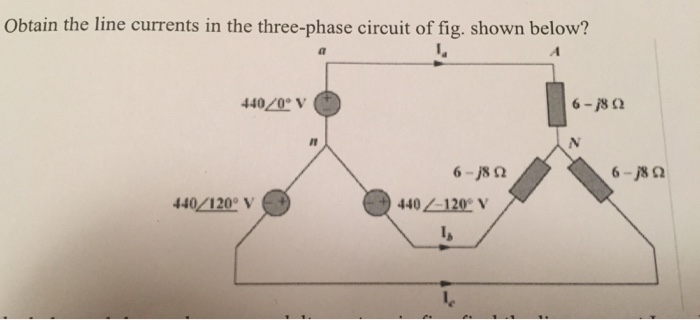 Solved Obtain the line currents in the three-phase circuit | Chegg.com