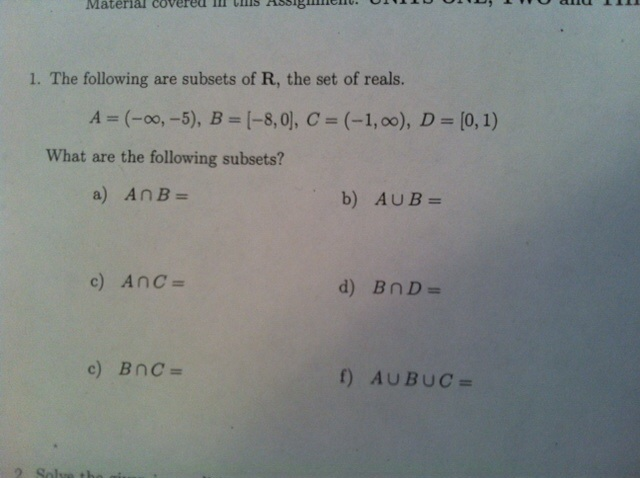 Solved The following are subsets of R, the set of reals. | Chegg.com