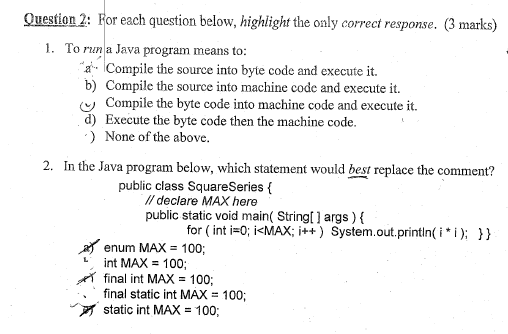 Solved For each question below, highlight the only correct | Chegg.com