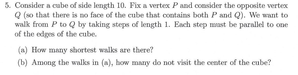 Consider a cube of side length 10. Fix a vertex P | Chegg.com