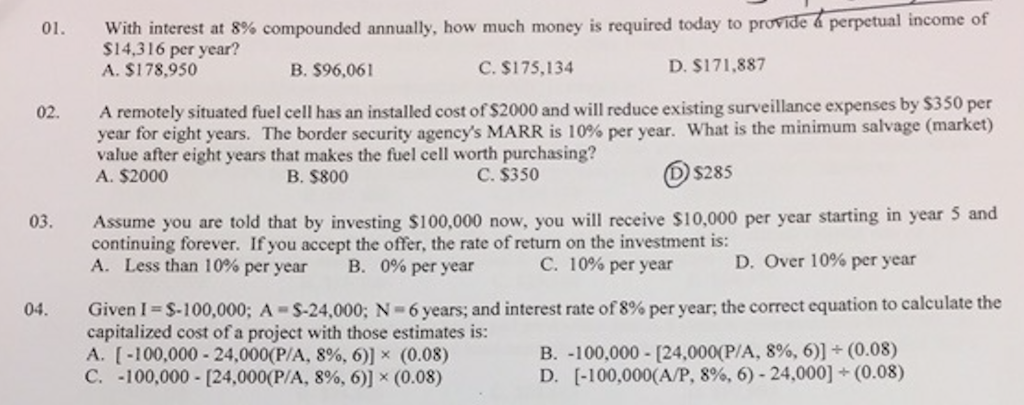 Solved perpetual income of with interest at 8% compounded | Chegg.com