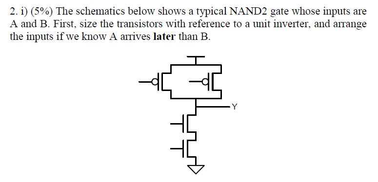 Solved 2.) (5%) The schematics below shows a typical NAND2 | Chegg.com