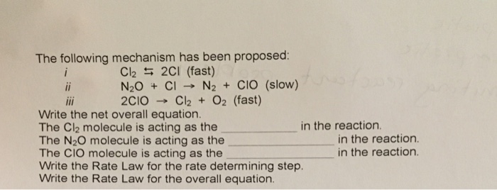 Solved The following mechanism has been proposed: Cl_2 | Chegg.com
