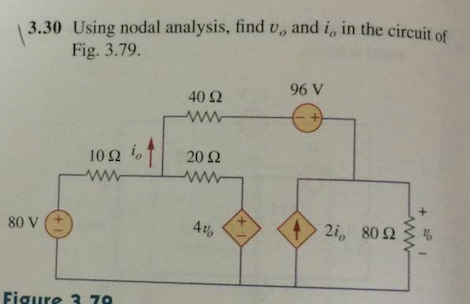 Solved Using nodal analysis, find vo and io in the circuit | Chegg.com