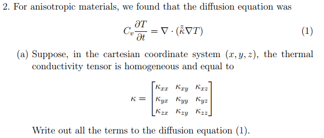 Solved 2. For anisotropic materials, we found that the | Chegg.com