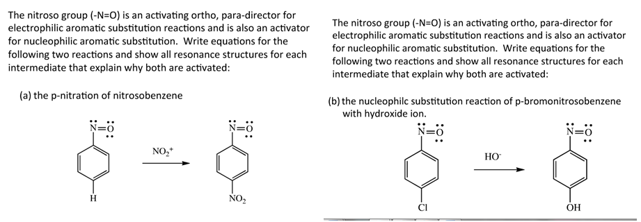 Solved The nitroso group (-N O) is an activating ortho, | Chegg.com