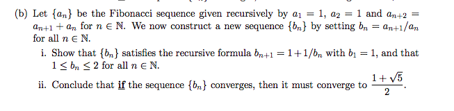 Solved (b) Let {an} be the Fibonacci sequence given | Chegg.com