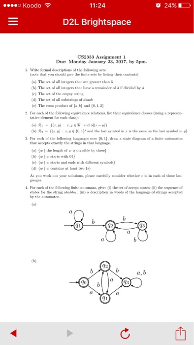 Solved Write formal descriptions of the following sets: | Chegg.com