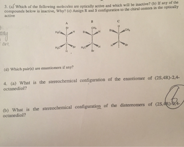 Solved Which of the following molecules are optically active | Chegg.com