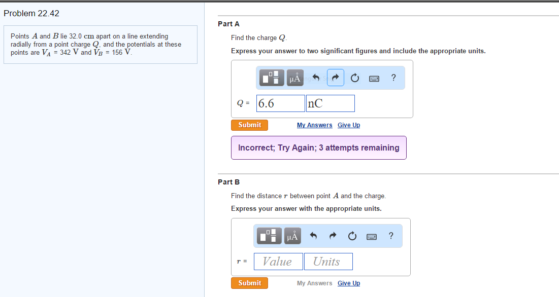 Solved Points A and B lie 32.0 cm apart on a line | Chegg.com