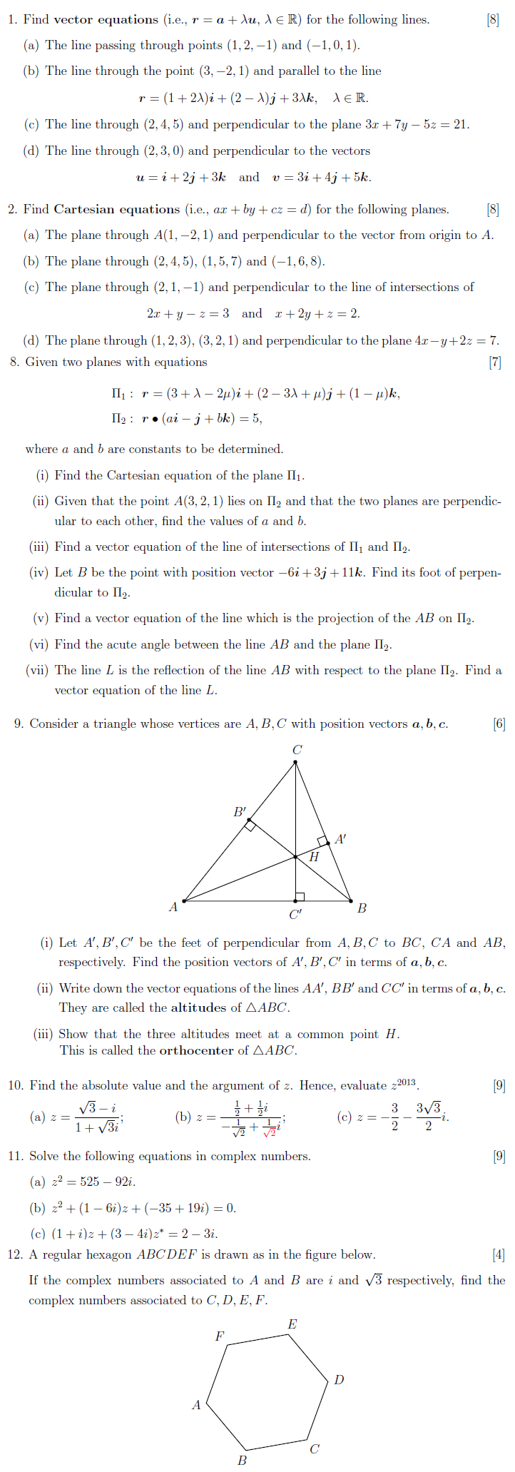 Solved Find vector equations (i.e., r = a + lambda u, lambda | Chegg.com