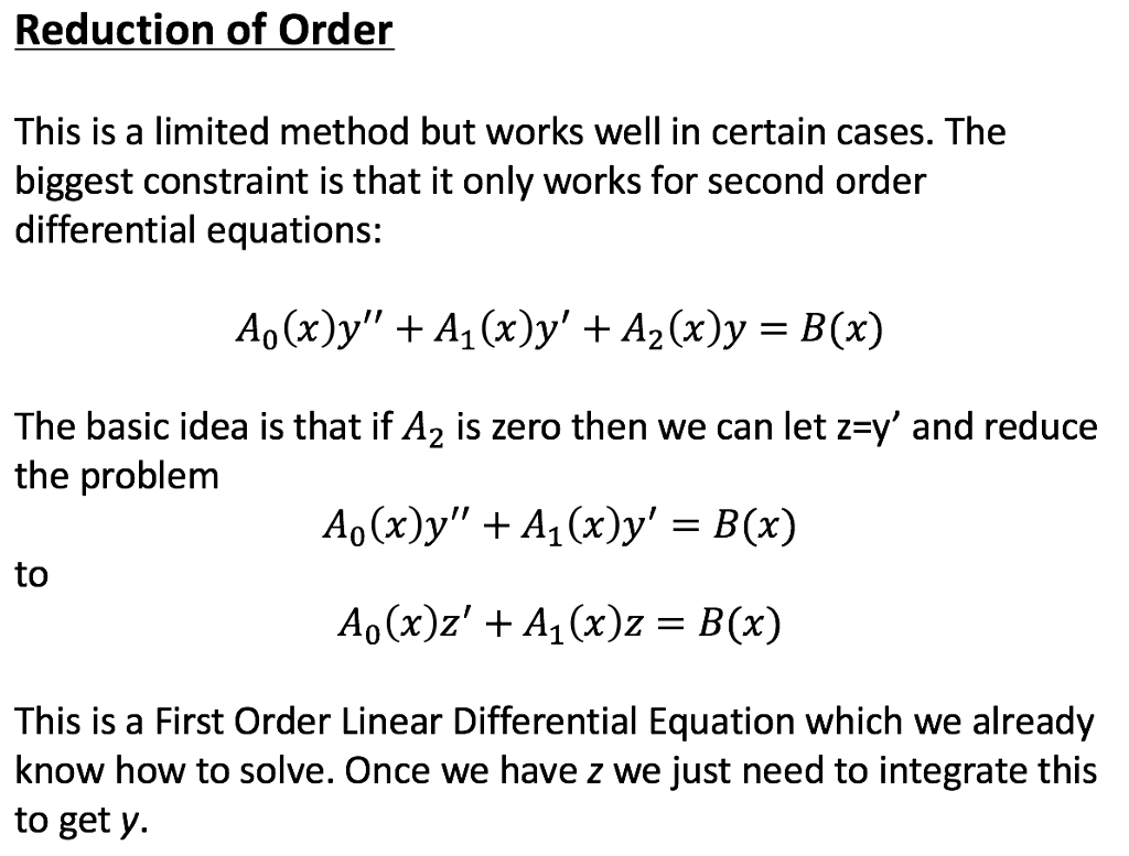 Solved Reduction Of Order This Is A Limited Method But Works
