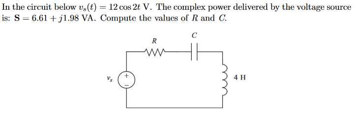 Solved In the circuit below v(t) 12 cos 2t V. The complex | Chegg.com
