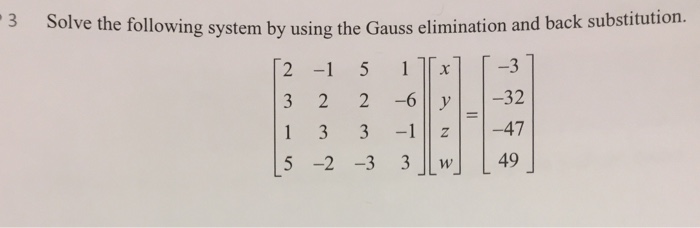 Solved Solve the following system by using the Gauss | Chegg.com