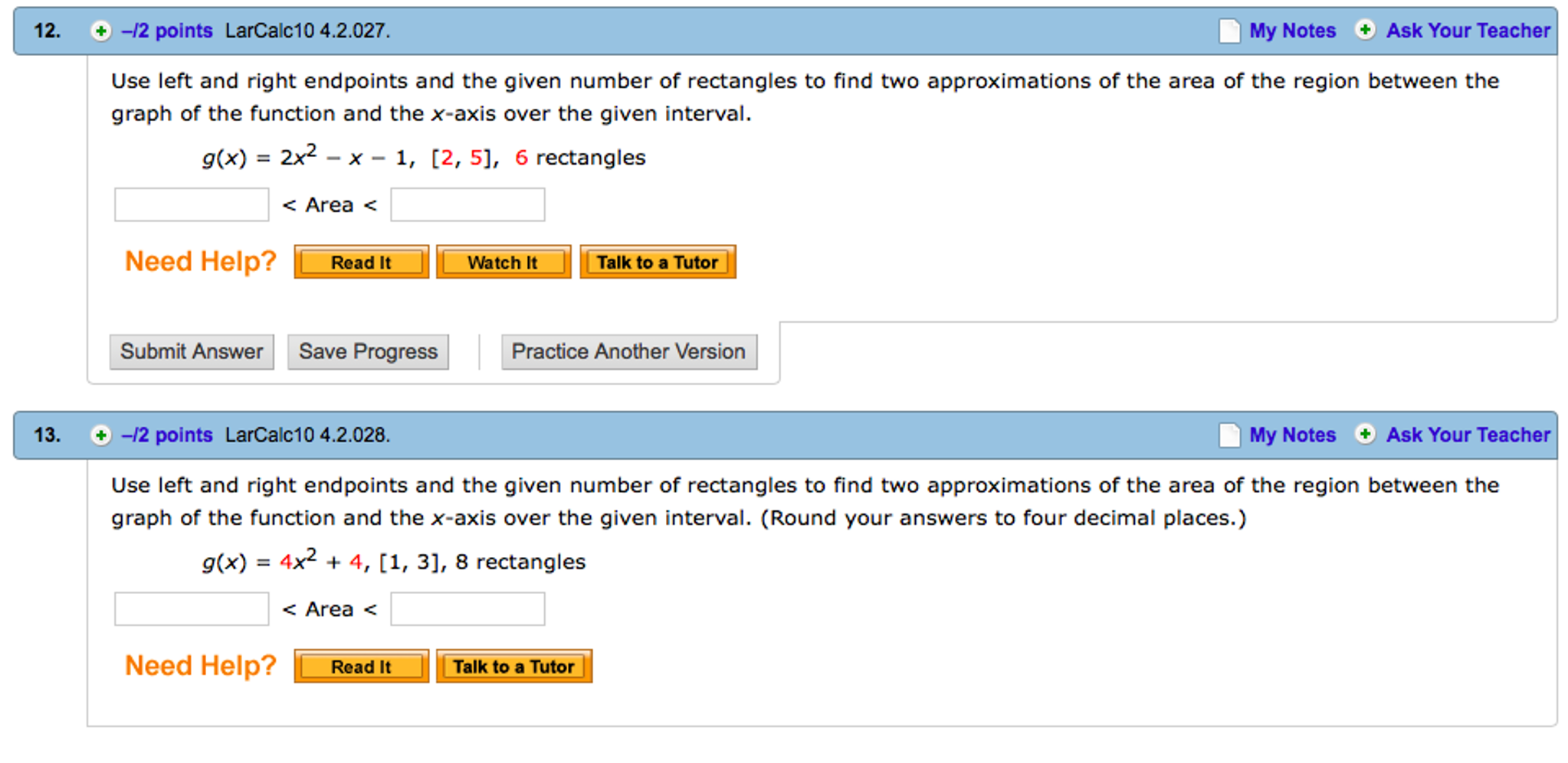Solved Use left and right endpoints and the given number of | Chegg.com