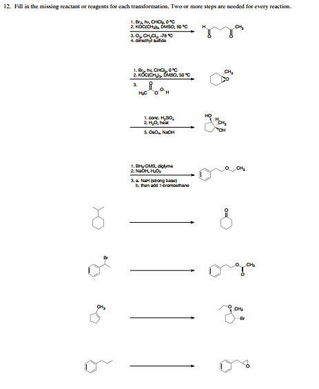 Solved 12. Fill in the missing reactant or reagents for each | Chegg.com