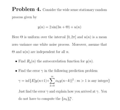 Consider the wide sense stationary random process | Chegg.com