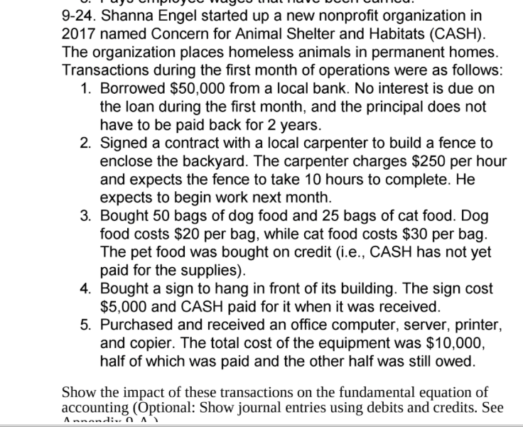 Solved 9-24. Shanna Engel started up a new nonprofit | Chegg.com