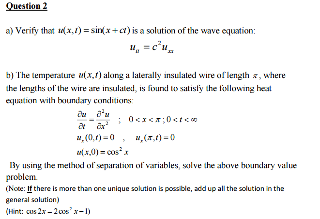 Solved Verify that u(x, t) = sin(x + ct) is a solution of | Chegg.com