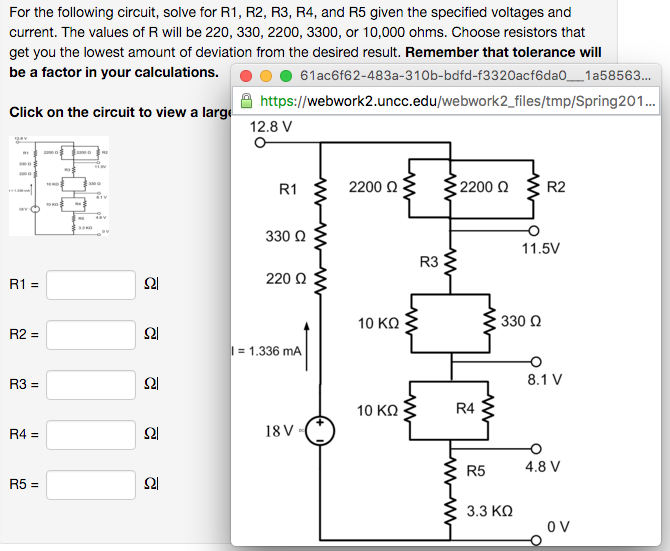 Solved For the following circuit, solve for R1, R2, R3, R4, | Chegg.com