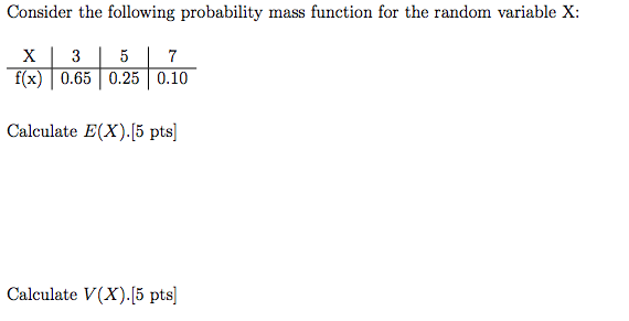 Solved Consider the following probability mass function for | Chegg.com
