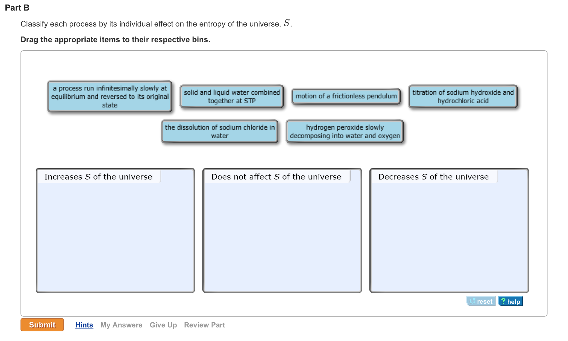 Classify each process by its individual effect on the | Chegg.com