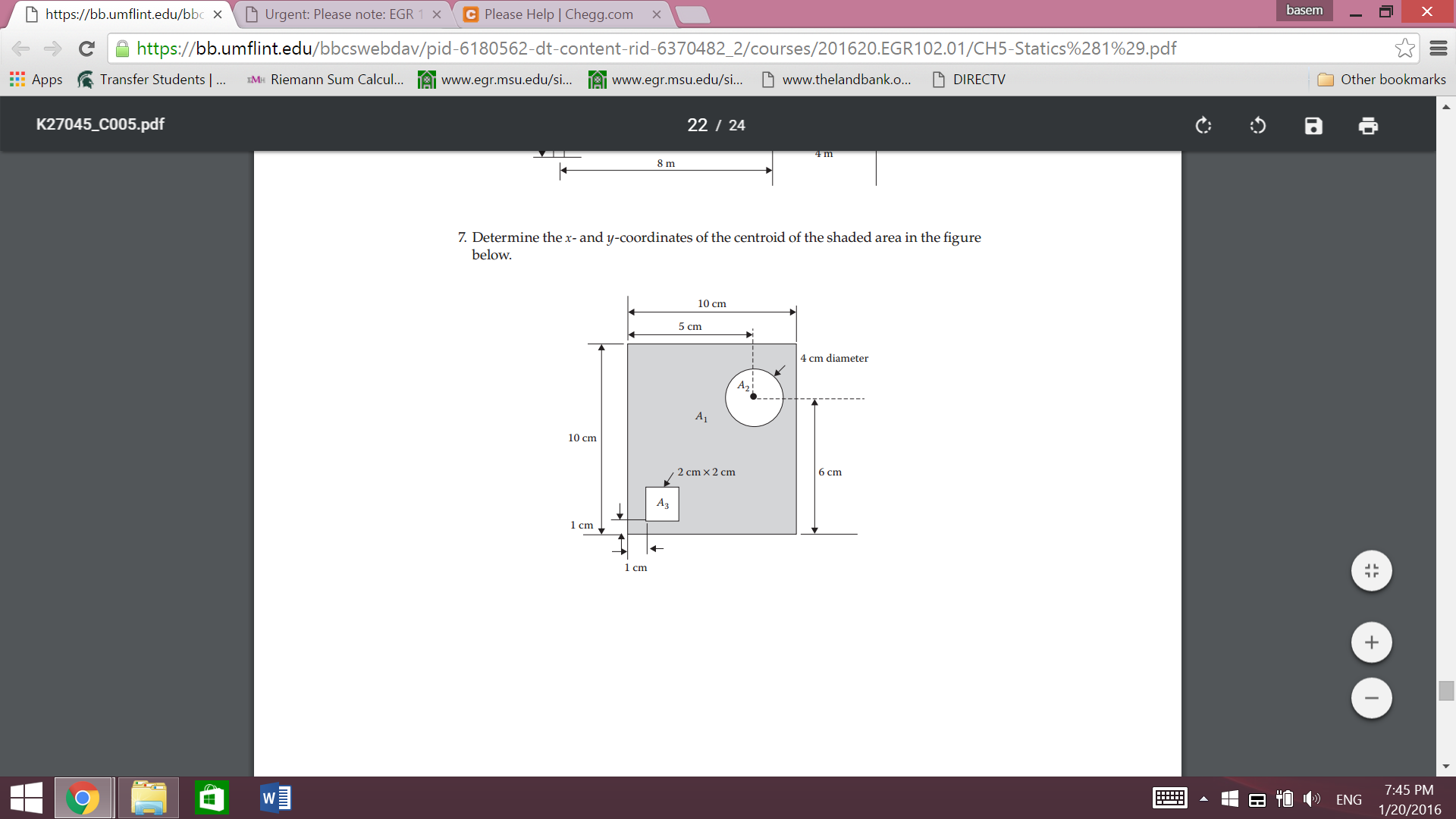 Solved Determine The X And Y Coordinates Of The Centroid Of