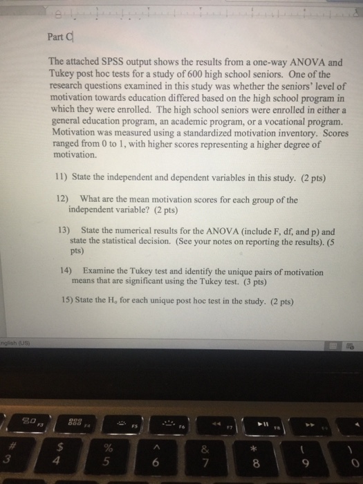 Solved The attached SPSS output shows the results from a | Chegg.com
