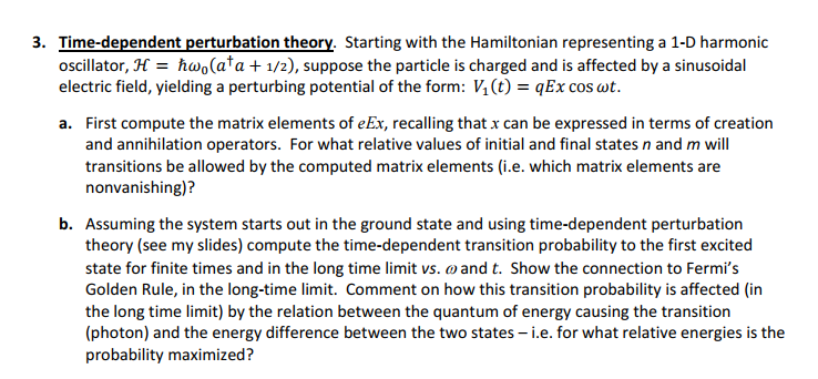 Time-dependent perturbation theory. Starting with the | Chegg.com
