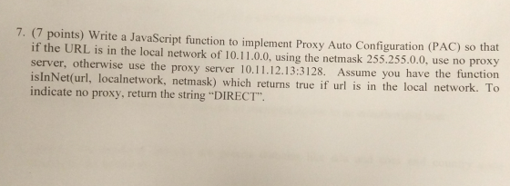 7. (7 points) Write a JavaScript function to | Chegg.com