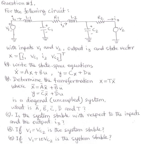 Solved For the following circuit: with inputs v_1 and v_2, | Chegg.com