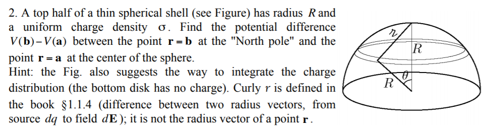 Solved 2. A top half of a thin spherical shell (see Figure) | Chegg.com