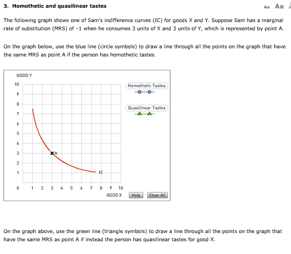 Solved 3. Homothetic and quasilinear tastes Aa Aa The | Chegg.com